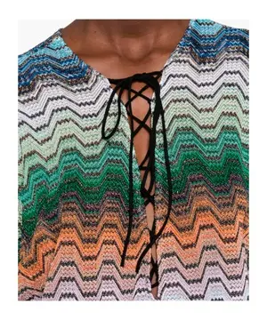 Missoni Zigzag-knit Lace-up Mini Dress