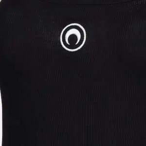 MARINE SERRE Ribbed Jersey Long Dress With Moon Logo