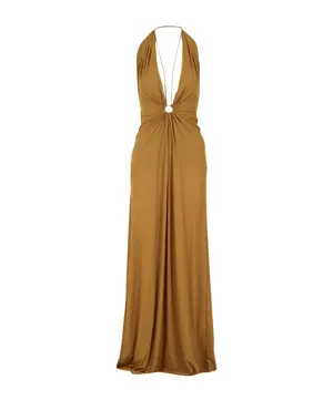 AMAZUIN V-neck Sleeveless Dress - Brown