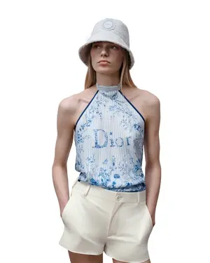 Dior Dioriviera Médaillon Teddy-d Small Brim Bucket Hat - White