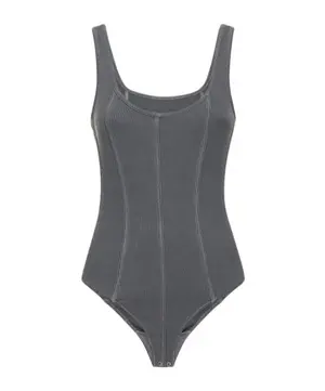 AGOLDE Elna's Stretch Cotton Bodysuit - Gray
