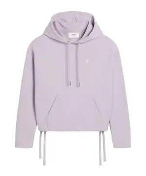 Ami Cropped Fleece Hoodie With De Coeur Embroidery