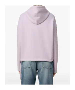 Ami Cropped Fleece Hoodie With De Coeur Embroidery