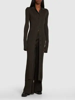 JIL SANDER Ribbed Knit Casual Pants