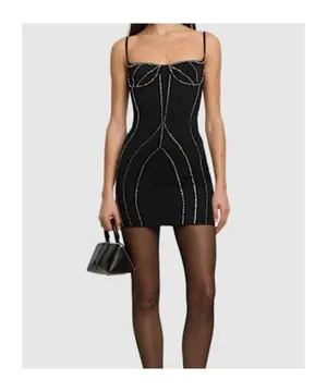 Attico Crystal Embellished Sablé Mini Dress