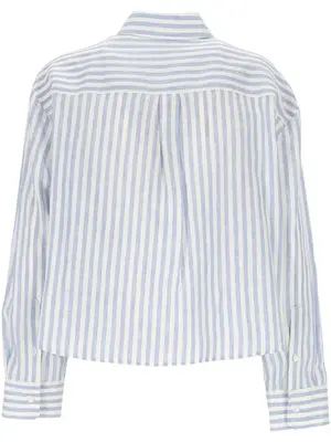 Max Mara Striped Shirt With Classic Collar And Dropped Shoulders - Light Blue