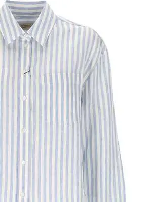 Max Mara Striped Shirt With Classic Collar And Dropped Shoulders - Light Blue