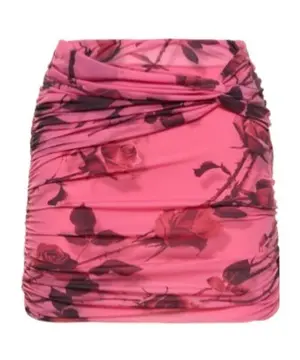 Blumarine Rose-printed Draped Skirt