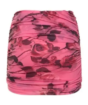 Blumarine Rose-printed Draped Skirt