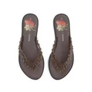 GANNI Semi-transparent Ruffled Strap Flip-flops