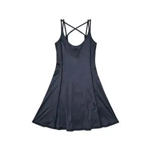 DIESEL® Grey Spaghetti Strap Flared Dress With Oval D Embroidery - Gray