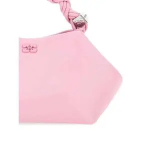 GANNI Recycled Leather Shoulder Bag With Twisted Top Handle