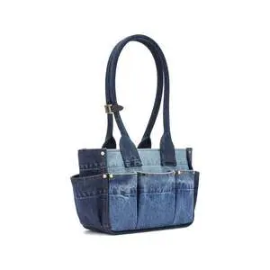 GANNI Denim Top Handle Bag With Studded Details