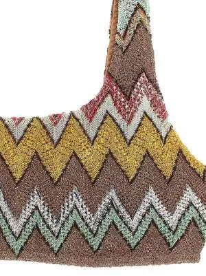 Missoni Lamé Viscose Bikini With Macro Zigzag Pattern - Brown