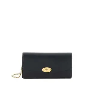 Mulberry Textured Calf Leather Clutch With Chain Strap - Black