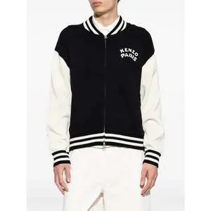 Kenzo Rib-knit Zip-up Sweatshirt With Embroidered Logo - Black