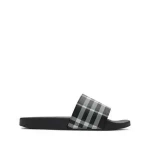 Burberry Checked Slides - Black