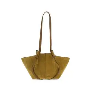 Yuzefi Calf Suede Gathered Detail Shoulder Bag - Brown