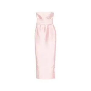 Solace London Strapless Evening Gown With Waist Detail - Pink