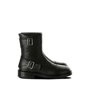 ANN DEMEULEMEESTER Leather Buckled Zip-up Boots - Black