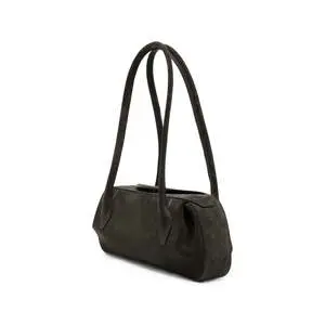 Yuzefi Suede Shoulder Bag With Debossed Logo - Brown
