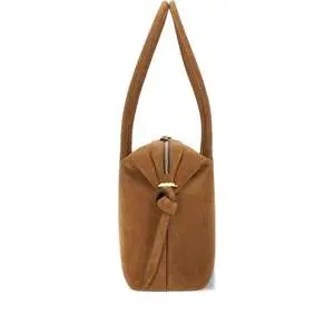 Yuzefi Suede Top-handle Bag With Knot Detail - Brown