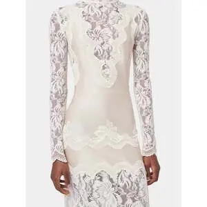 Rabanne High Neck Floral Lace Evening Dress