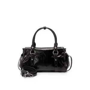 Miu Miu Leather Embossed Logo Tote Bag - Black