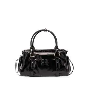 Miu Miu Leather Embossed Logo Tote Bag - Black