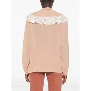 Chloé Silk Lace Detail Blouse - Pink