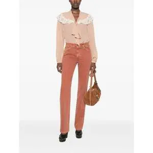 Chloé Silk Lace Detail Blouse - Pink