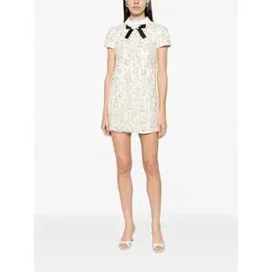 SELF-PORTRAIT Sequin Embellished Short Sleeve Dress