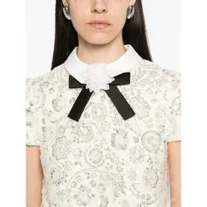 SELF-PORTRAIT Sequin Embellished Short Sleeve Dress