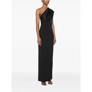 Solace London One-shoulder Draped Evening Dress - Black