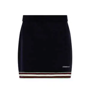 Casablanca Wool Knit Mini Shorts With Striped Trim - Blue