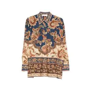 Zimmermann Floral Silk Long Sleeve Shirt - Brown