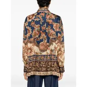 Zimmermann Floral Silk Long Sleeve Shirt - Brown