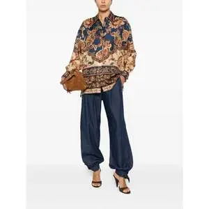 Zimmermann Floral Silk Long Sleeve Shirt - Brown