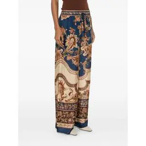 Zimmermann Floral Print Silk Palazzo Pants - Blue