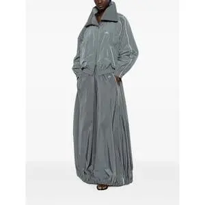 Balenciaga Grey Oversized Zip-up Jacket With Piping Detail - Gray
