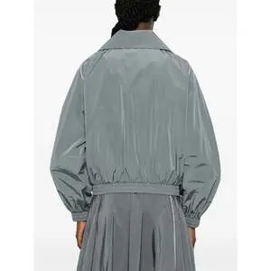 Balenciaga Grey Oversized Zip-up Jacket With Piping Detail - Gray