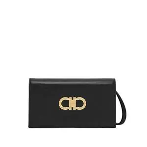 FERRAGAMO Calfskin Gancini Mini Bag - Black