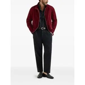 Brunello Cucinelli Suede Stand Collar Zip-up Jacket - Red