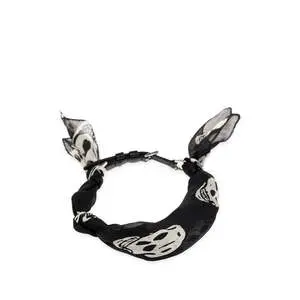 Alexander McQueen Skull Print Leather Bracelet