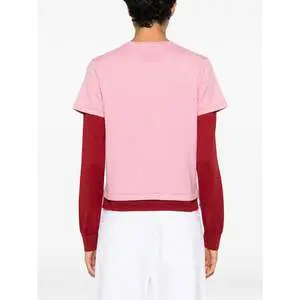 Guest In Residence Layered Effect Fine Knit Crew Neck Top