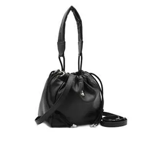 VIVIENNE WESTWOOD Vivienne Westwood Black Saffiano Leather Shoulder Bag With Silver-Tone Orb Plaque