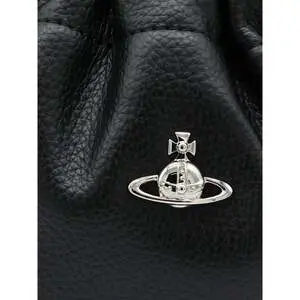 VIVIENNE WESTWOOD Saffiano Leather Shoulder Bag With Silver-tone Orb Plaque