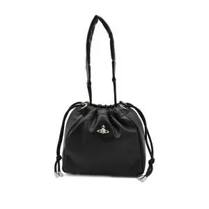 VIVIENNE WESTWOOD Saffiano Leather Shoulder Bag With Silver-tone Orb Plaque