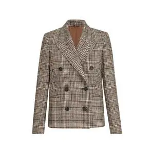 BRUNELLO CUCINELLI BRUNELLO CUCINELLI Wool Alpaca Blend Plaid Double-Breasted Blazer