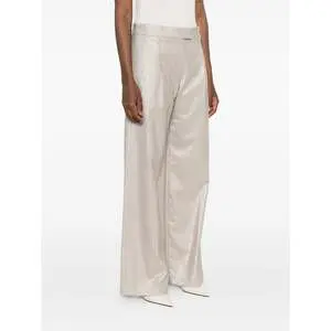 Brunello Cucinelli Palazzo Pants With Shimmer Effect - Cream